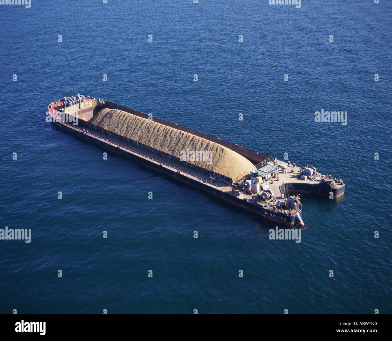 Aerial view of a scow in the middle of the ocean Stock Photo - Alamy