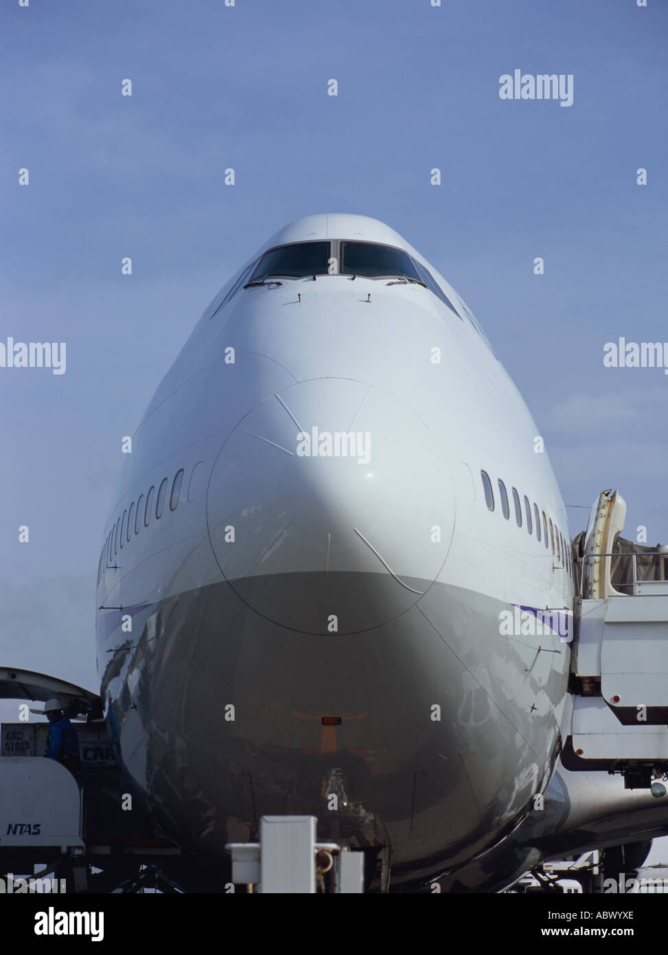 Front view of a huge plane on the runway Stock Photo - Alamy