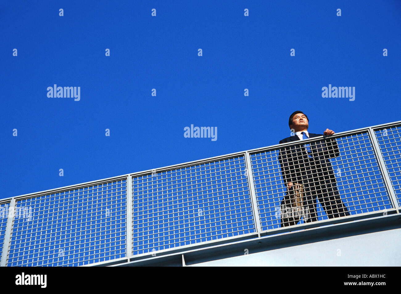 Low angle view of a mature man standing near railing Stock Photo - Alamy