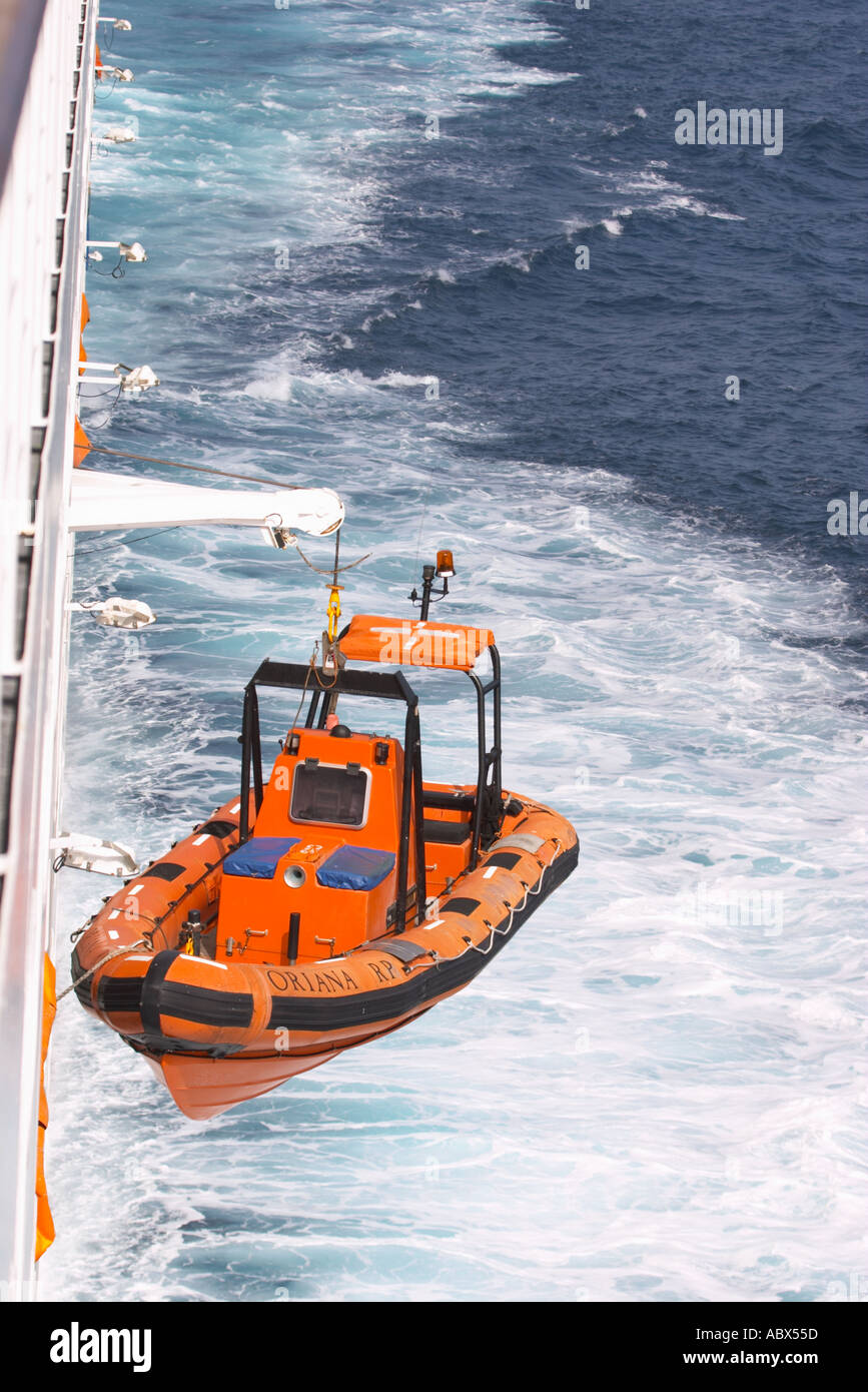 P O Oriana s rescue boat slung out ready for use Stock Photo - Alamy