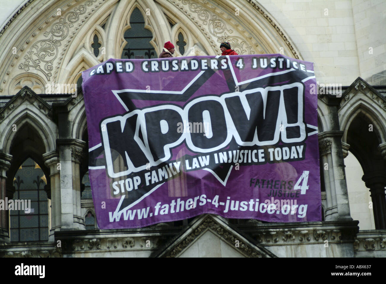 Batman and Robin protest on the roof of the Royal Courts of Justice ...