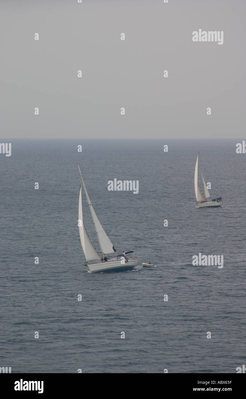 Sailing boat keeled over Stock Photo - Alamy