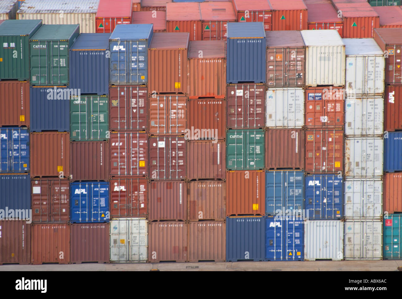 Containers stacked ready for shipping Stock Photo - Alamy