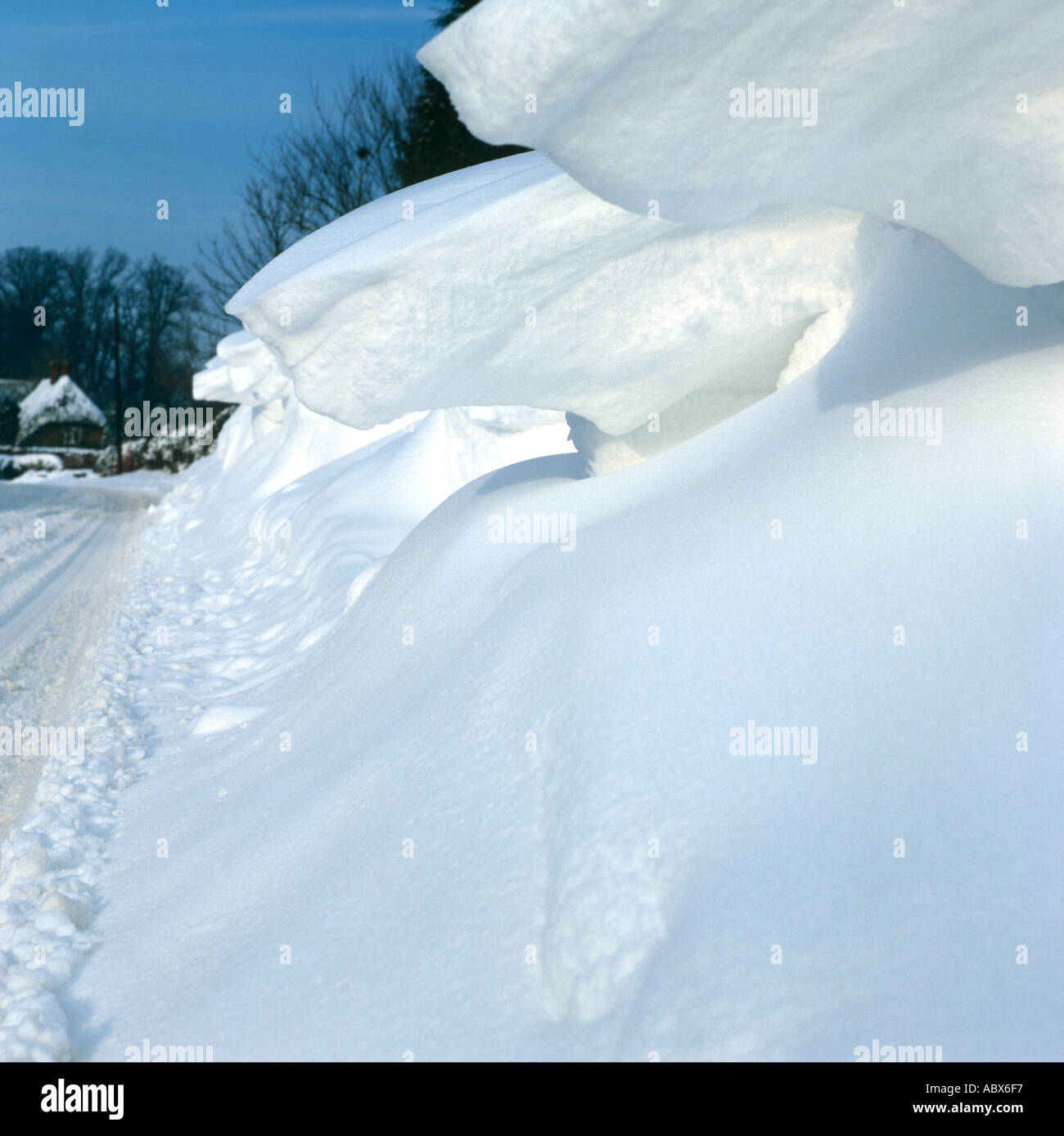 Snowdrift Winter 1987 Wiltshire UK Stock Photo - Alamy