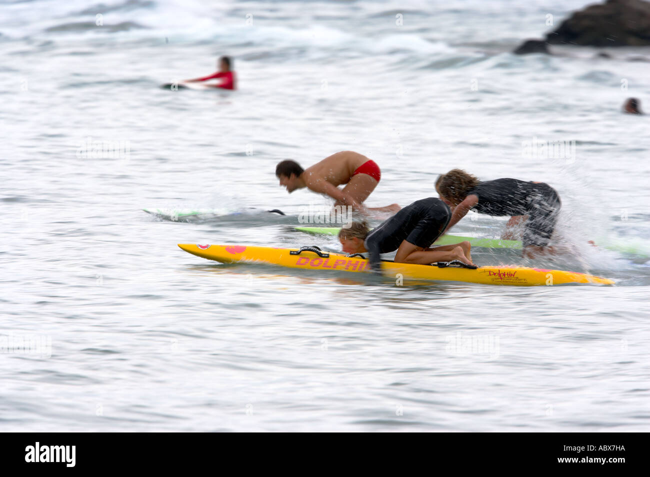 Surf lifesaving at Mount Maunganui Bay of Plenty New Zealand Stock ...