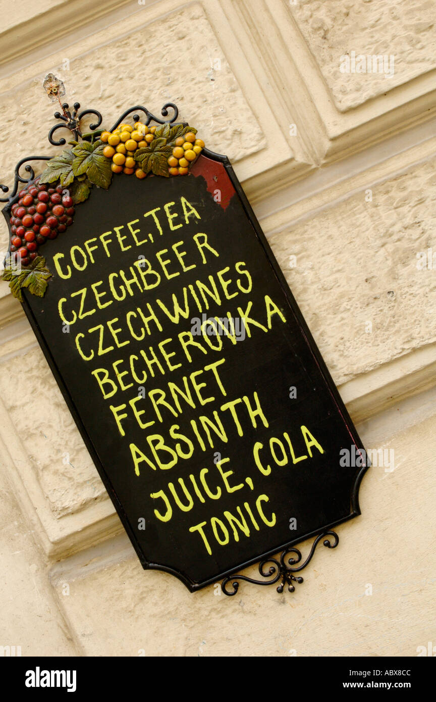 Restaurant sign and menu prague hi-res stock photography and images - Alamy