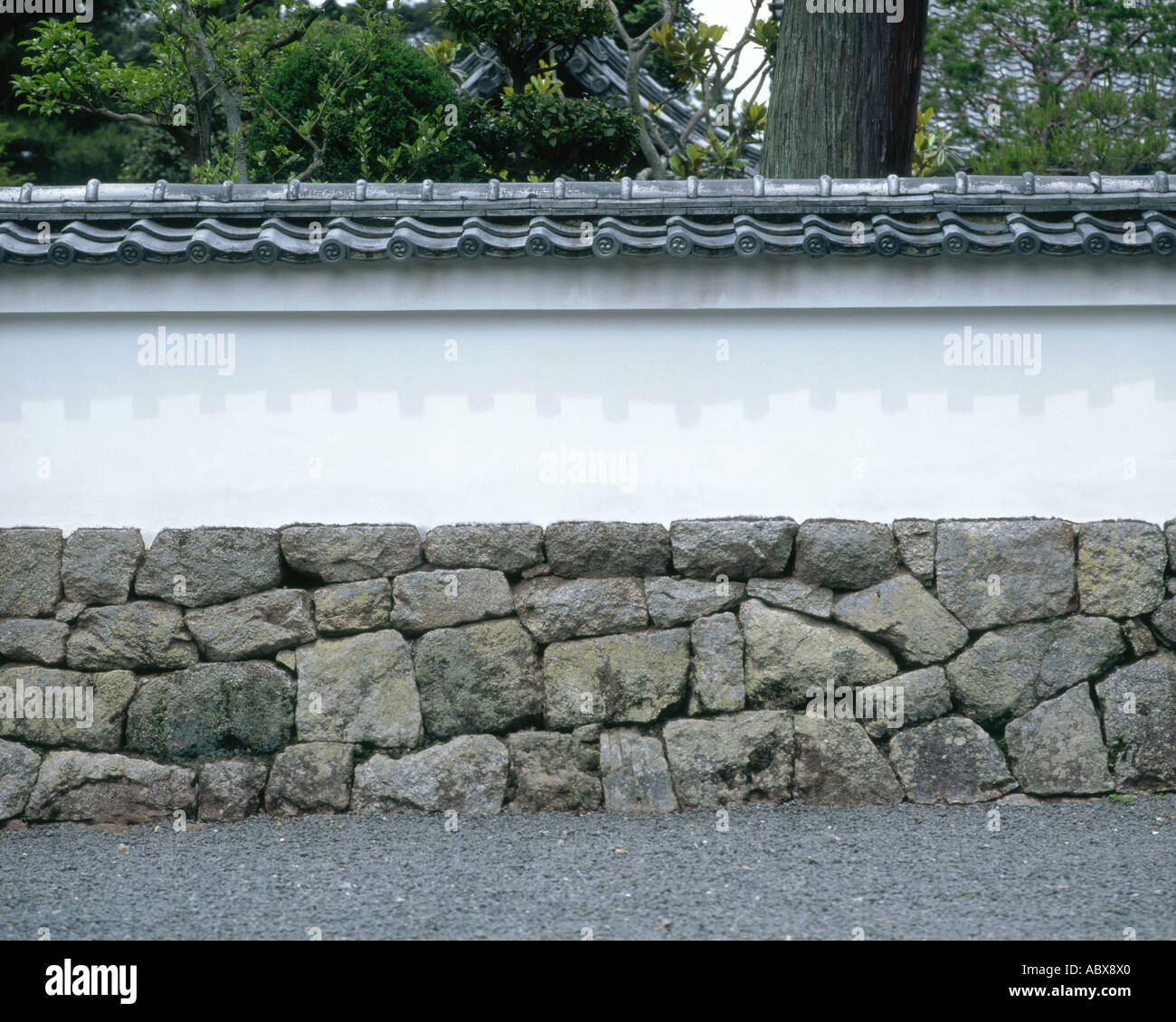 Stone wall Japan Stock Photo - Alamy