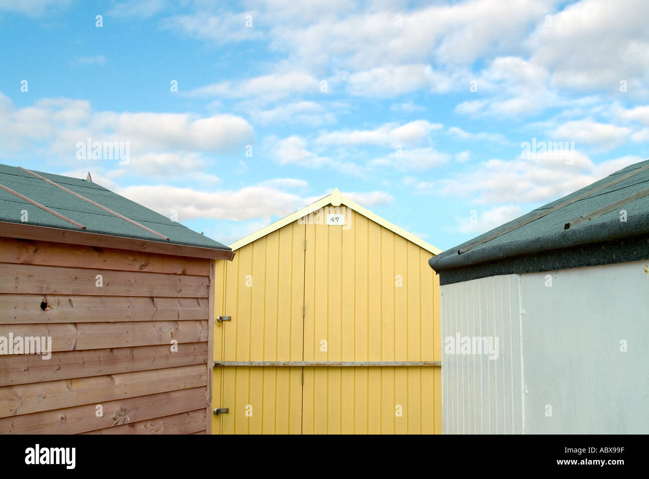 three beach huts Stock Photo - Alamy