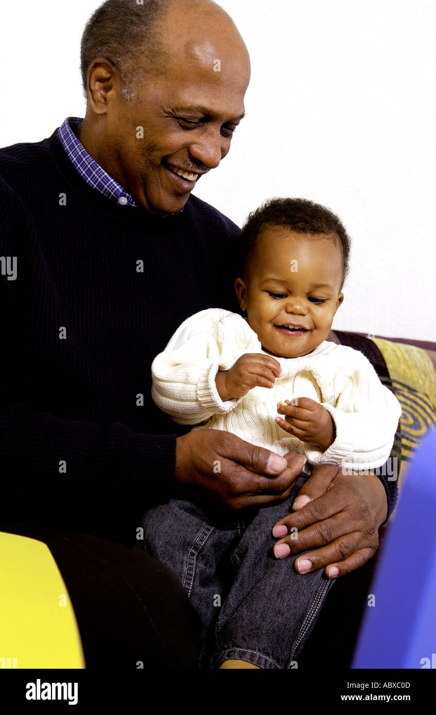 African American Grandpa with grandson Stock Photo - Alamy