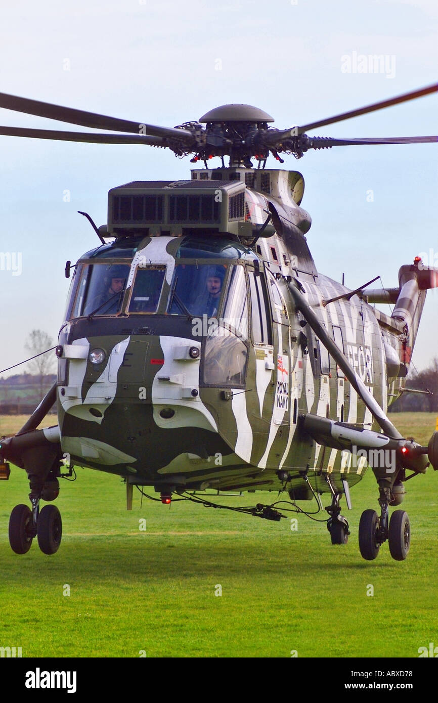 Royal Navy Sea King helicopter about to land at RAF Brize Norton ...