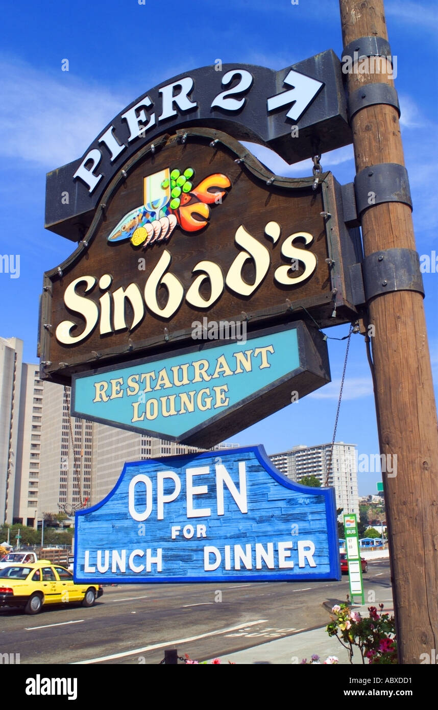 San Francisco California Sign for Sinbad s Restaurant Lounge at Pier 2 ...