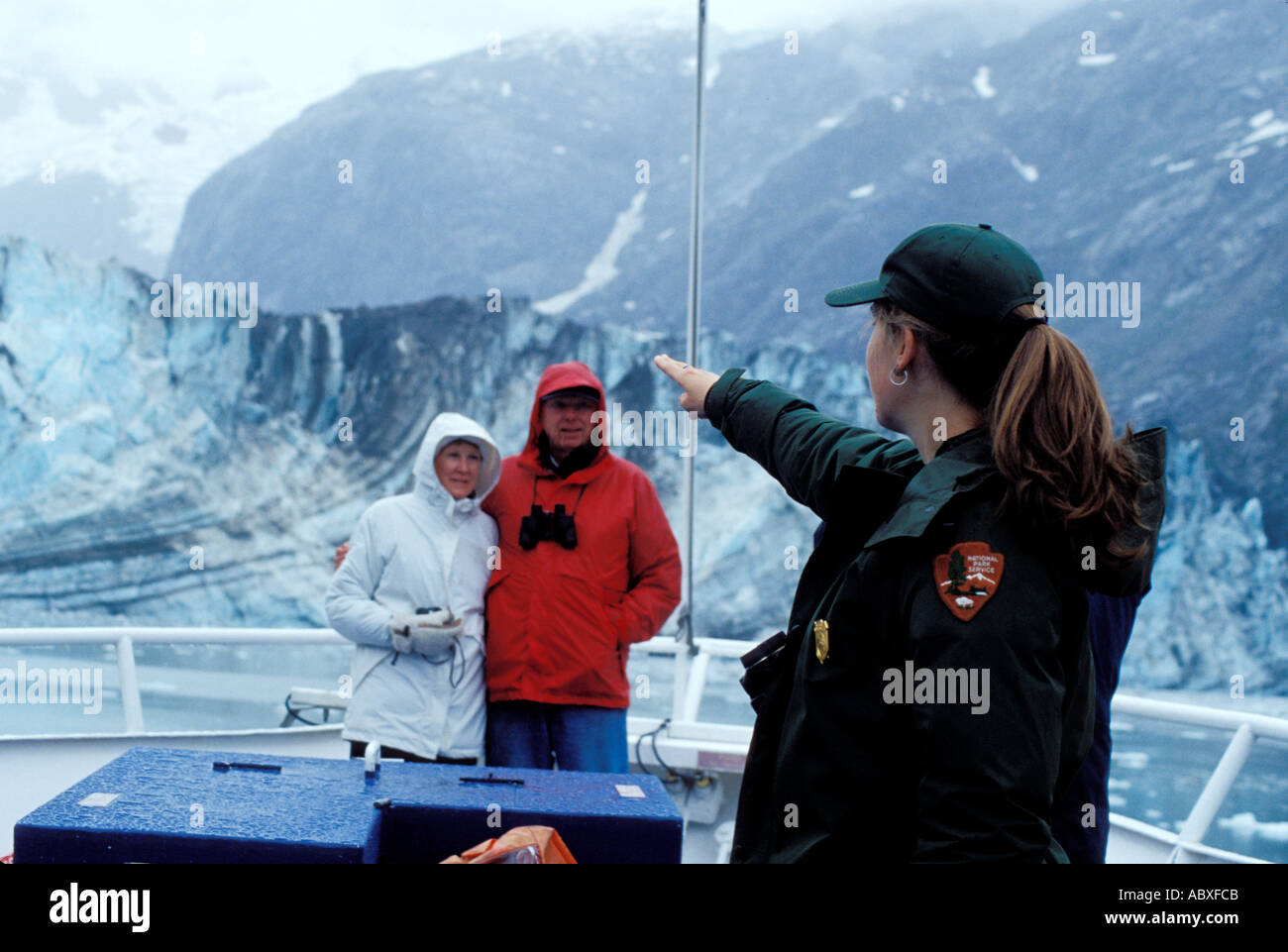 National Park Ranger female John Hopkins Glacier Glacier Bay National ...
