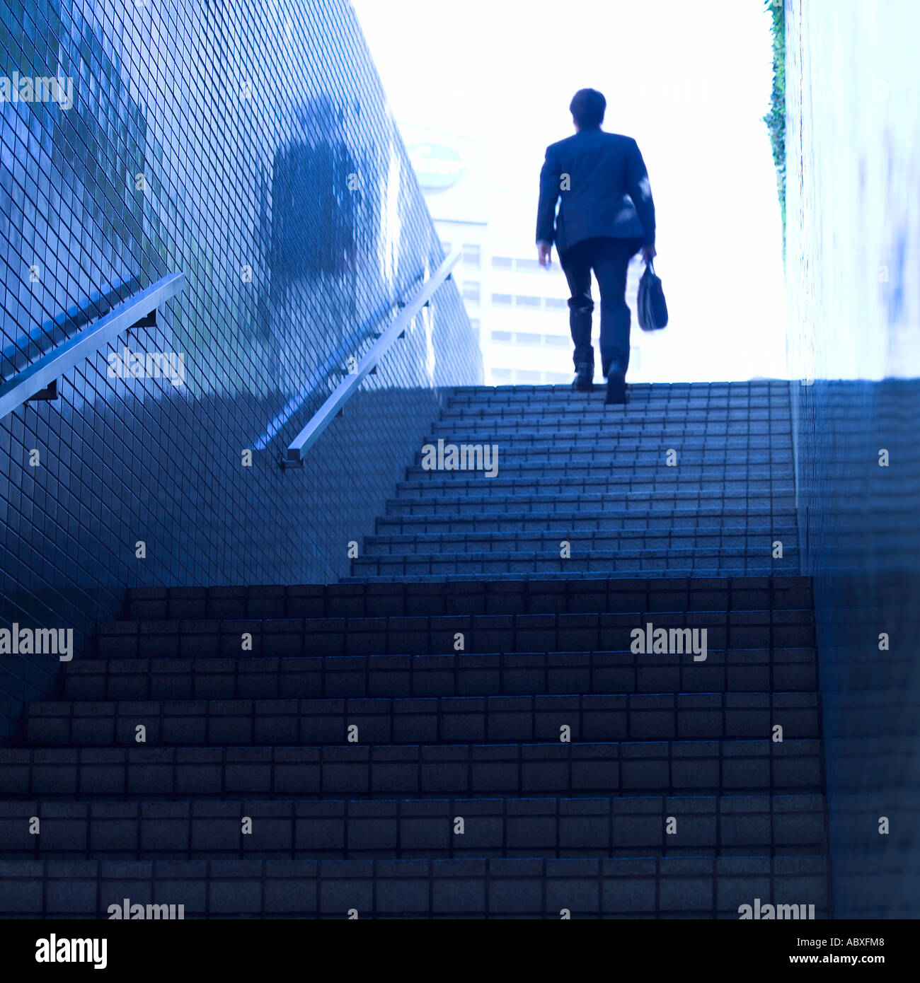 Rear view of a man walking up steps hi-res stock photography and images ...