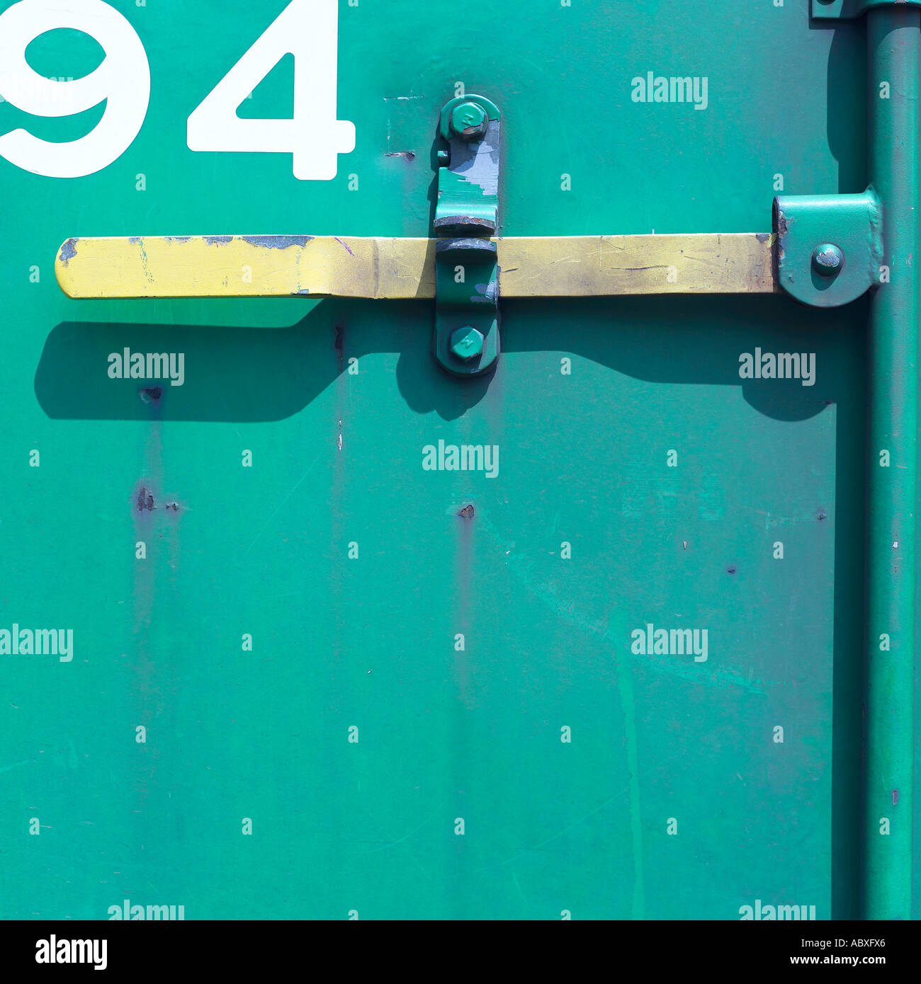 Green cargo container close up Stock Photo - Alamy