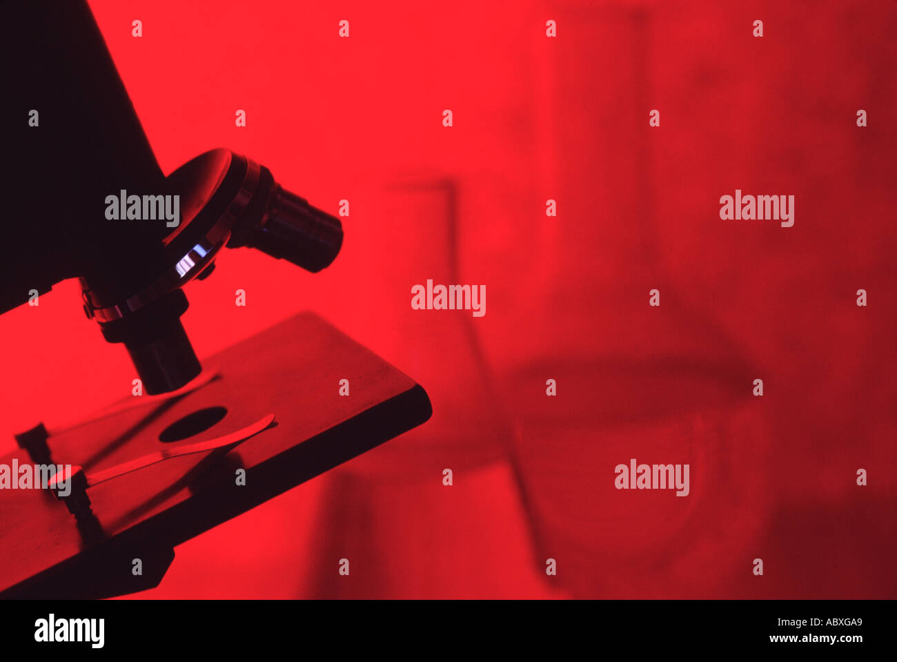 Microscope and Flasks Stock Photo - Alamy