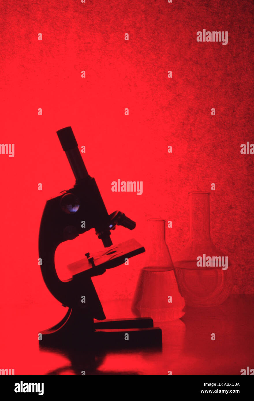 Microscope and Flasks Stock Photo - Alamy