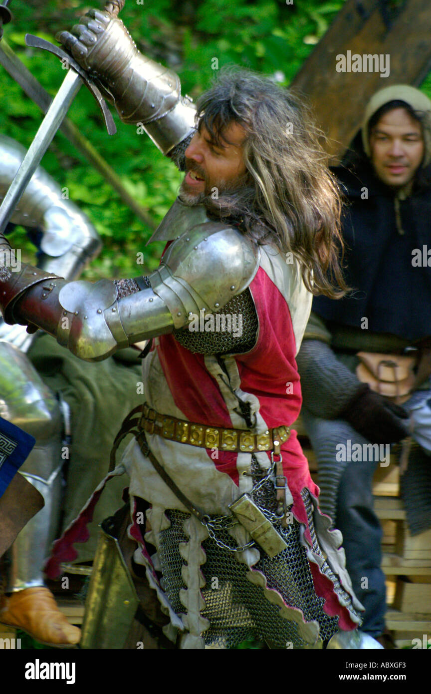 Clash of Historic Battle reconstruction, gothic knight fighting ...