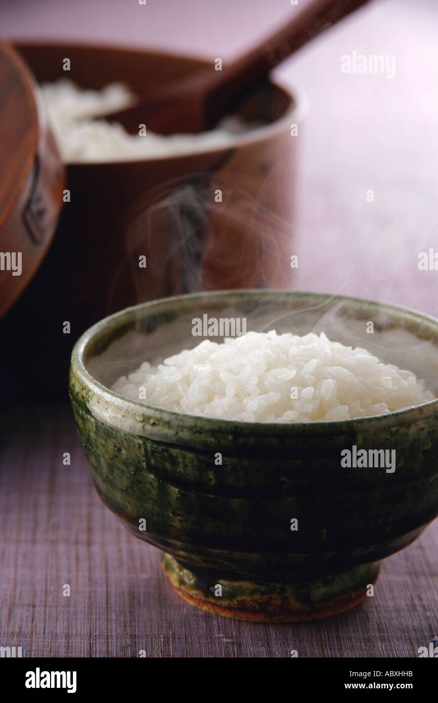 Steamed rice in rice bowl Stock Photo - Alamy
