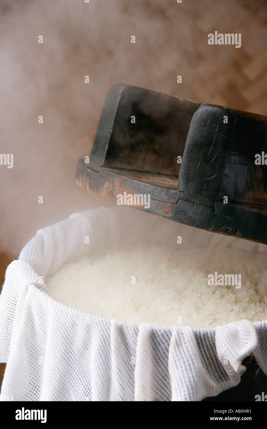 Steamed rice in steamer Stock Photo - Alamy