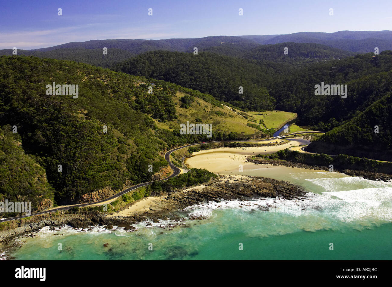 Great Ocean Road near Lorne Victoria Australia aerial Stock Photo - Alamy
