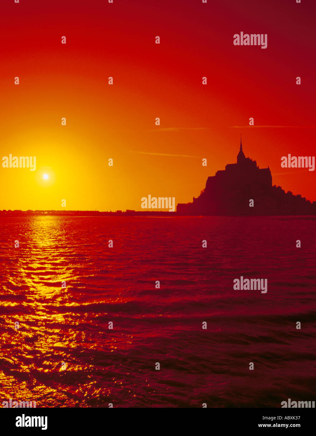 Mont St Michel at sunset, Normandie (Normandy), France Stock Photo - Alamy