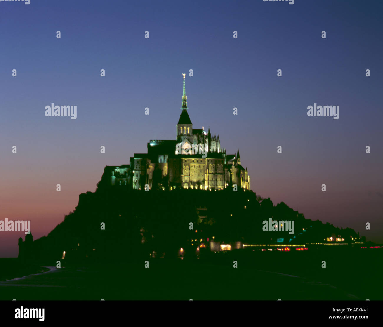 Mont St Michel at night, Normandie (Normandy), France Stock Photo - Alamy