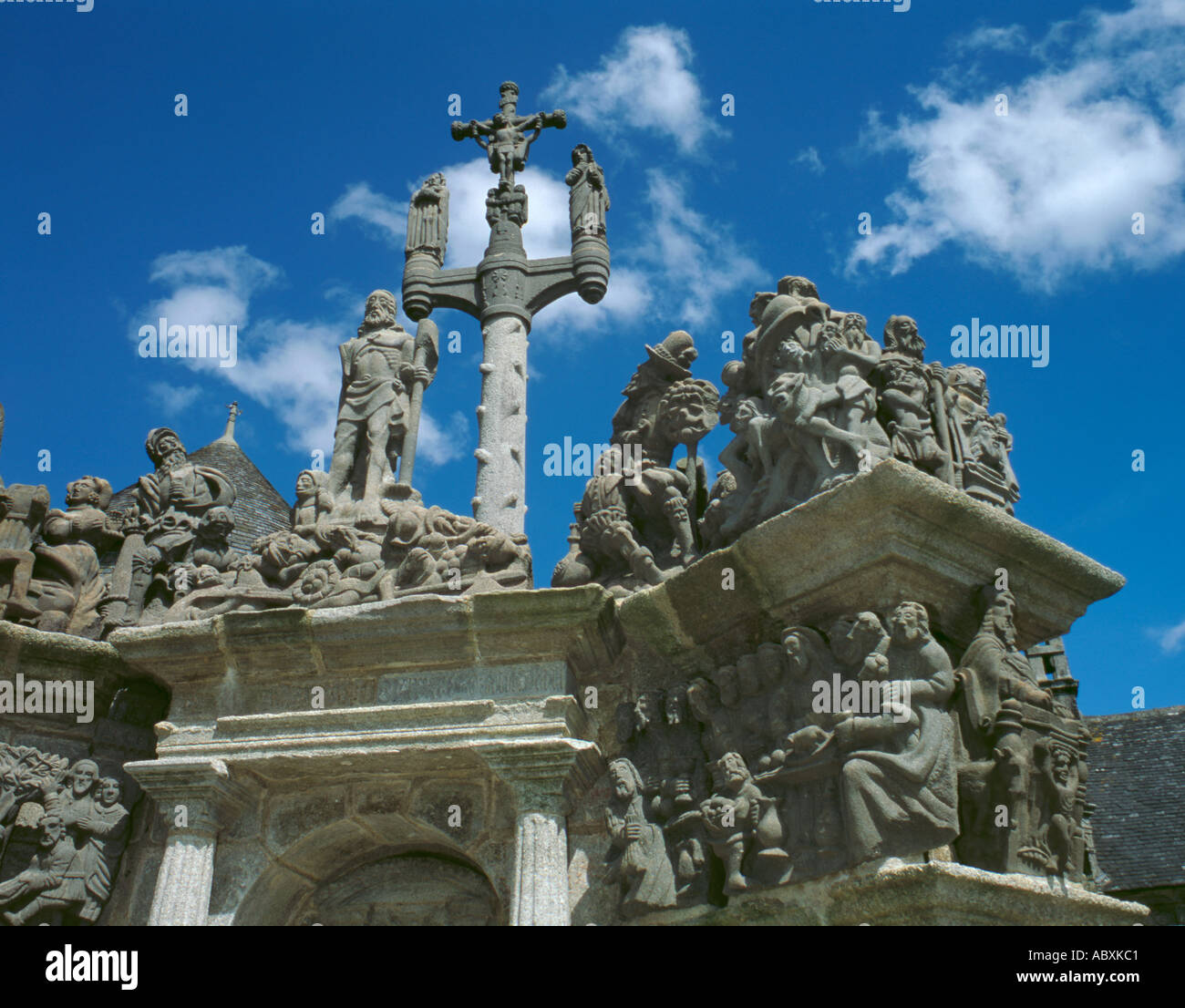 Sculpted Calvaire (Calvary) in the enclosure at Guimiliau, near ...