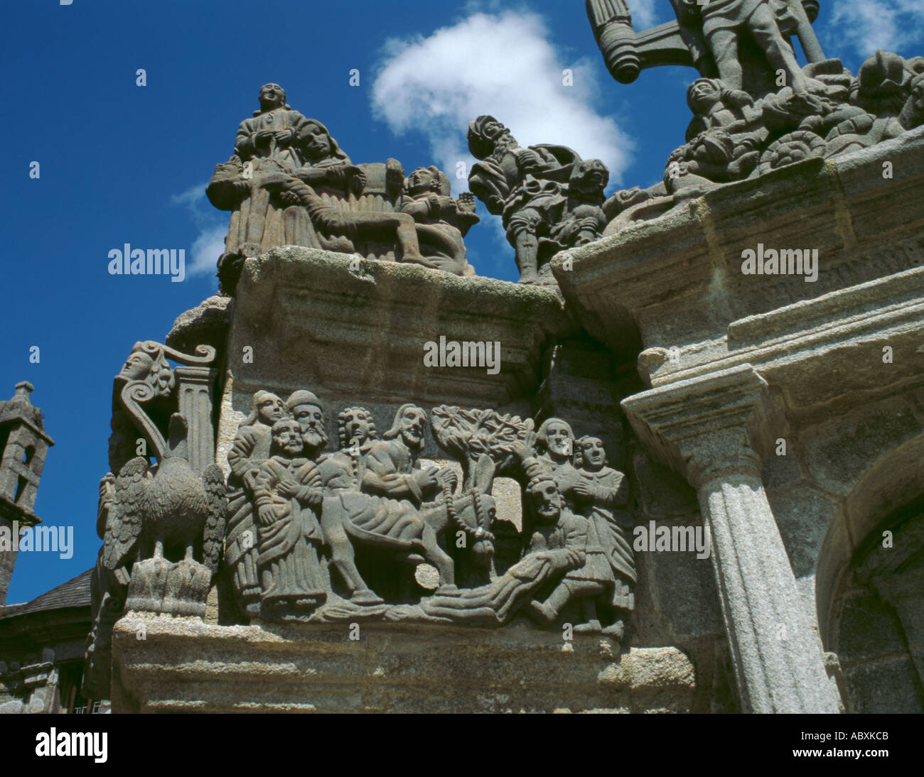 Detail of the Calvaire (Calvary) in the enclosure at Guimiliau, near ...