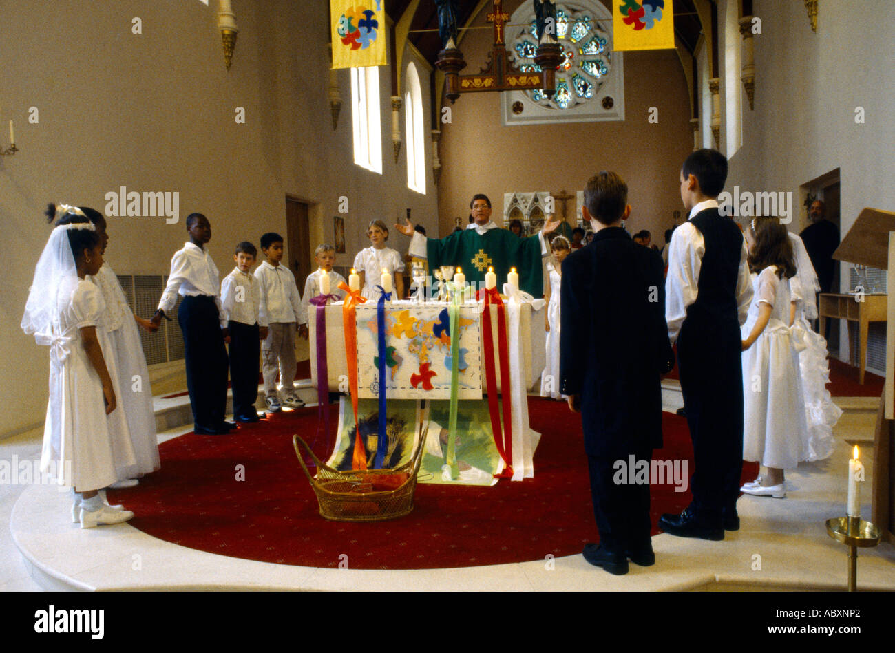St Joseph's Church Roehampton Children Mass & Singing Prayer Stock ...