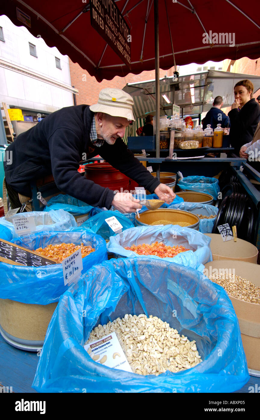 Containers of dried fruit and grains food Market Meeting House Square ...