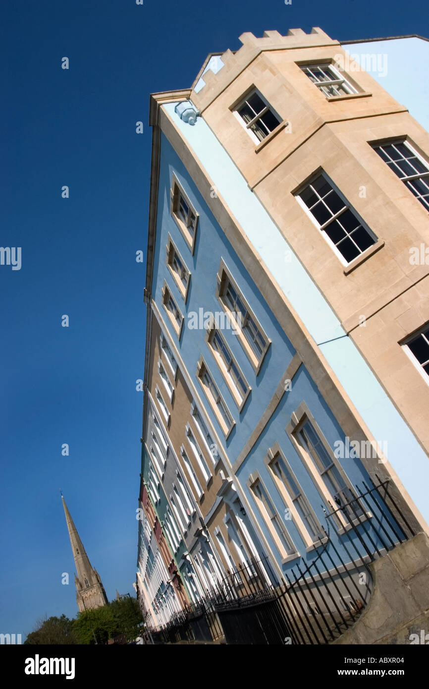 Colourful Buildings on Redcliffe Parade West with the Spire of St Mary ...