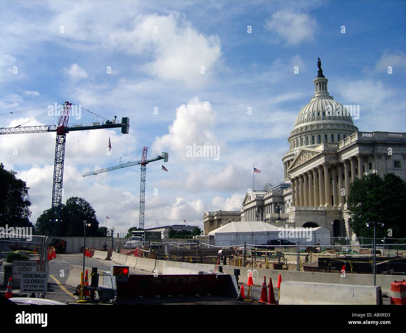 United States Capitol Building With Construction Cranes Washington DC ...