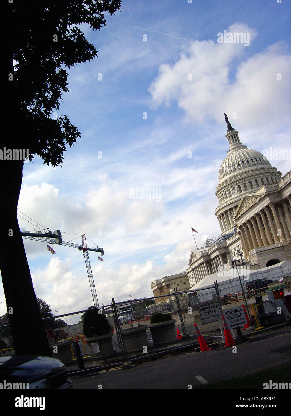 United States Capitol Building With Construction Cranes Washington DC ...