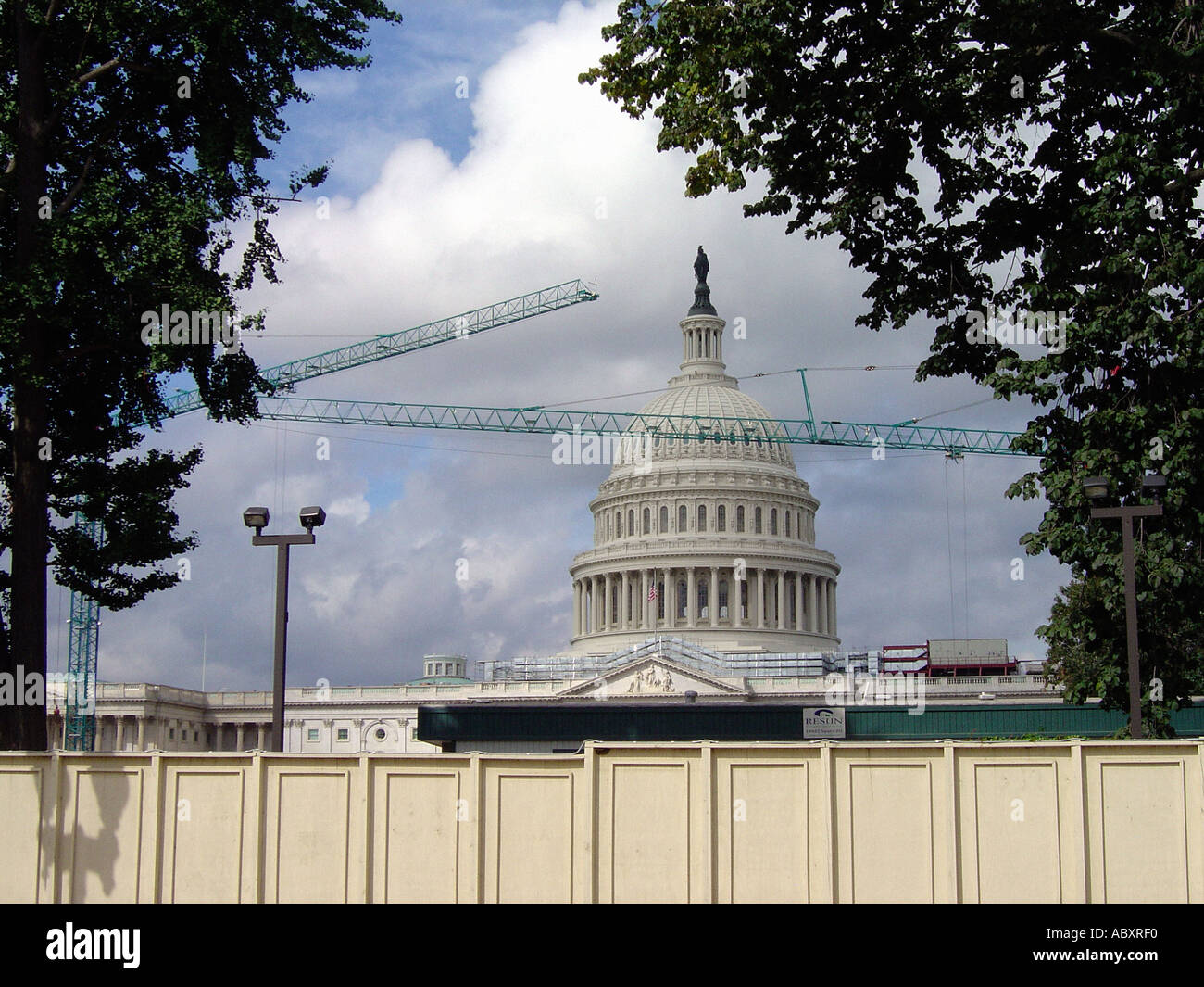 United States Capitol Building With Construction Cranes Washington DC ...
