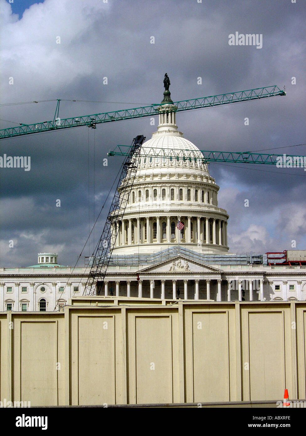 United States Capitol Building With Construction Cranes Washington DC ...