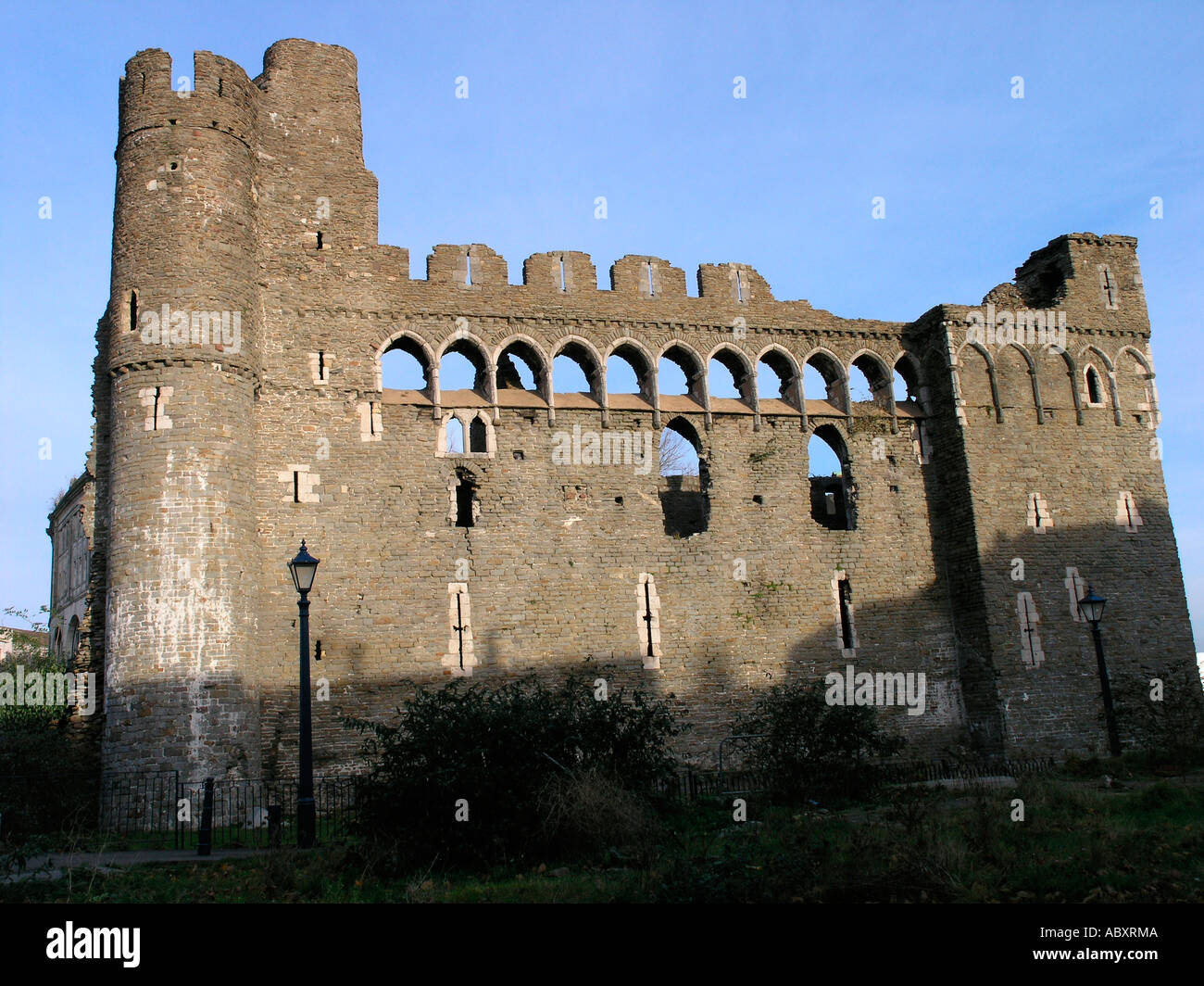 swansea welsh norman castle ruins town centre south wales great britain ...