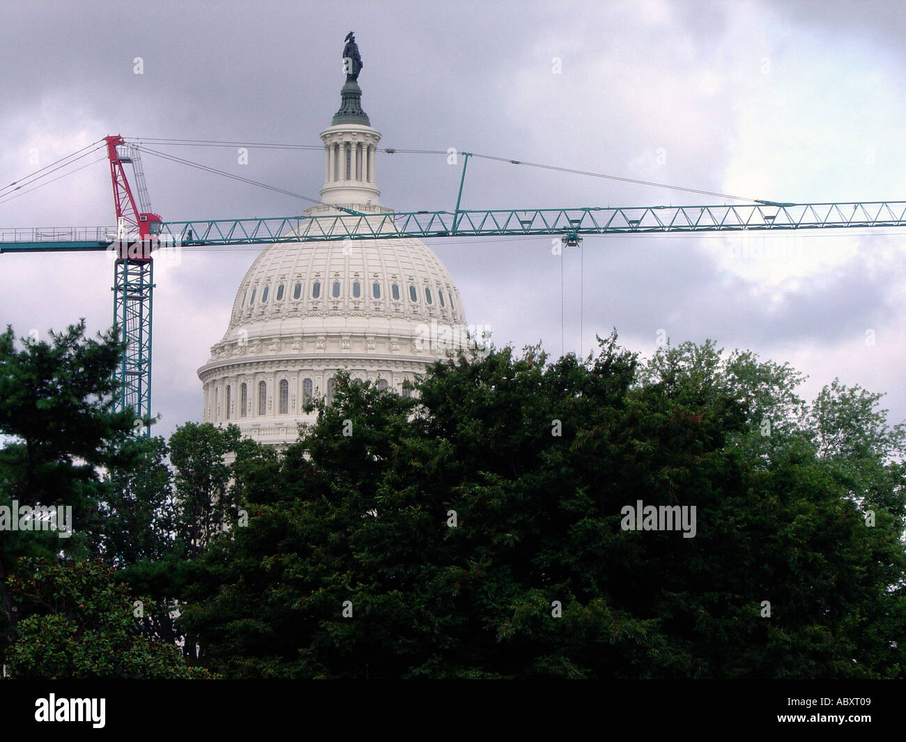 United States Capitol Building With Construction Cranes Washington DC ...