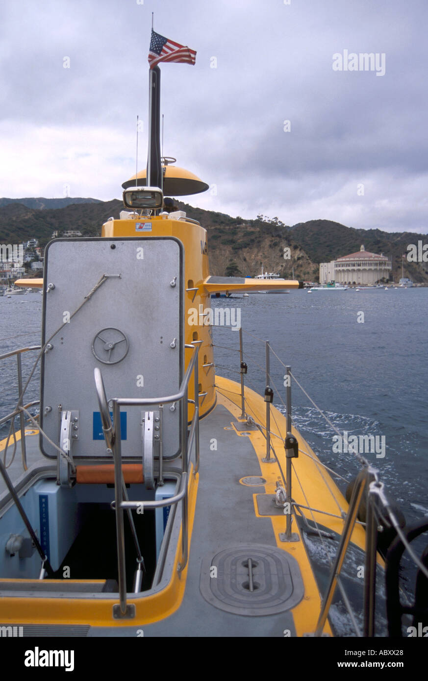 Open hatch and deck of tourist submarine in Avalon Harbor Catalina ...