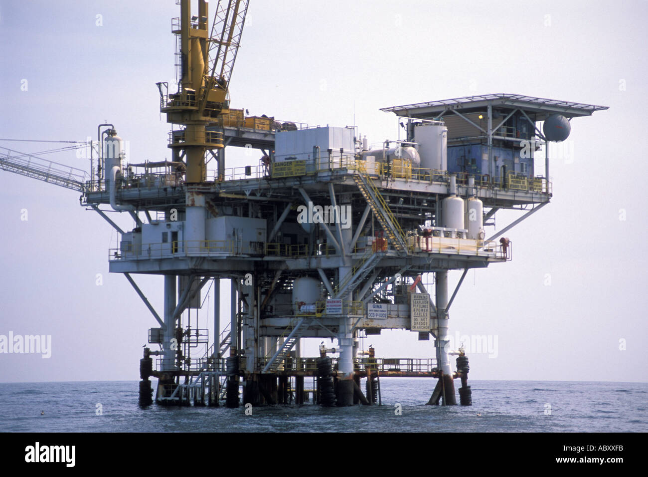 Offshore coastal Oil drilling platform rig in the Santa Barbara Channel ...