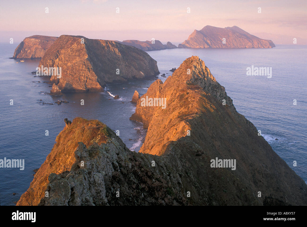 Morning light on steep coastal cliffs from Inspiration Point Anacapa ...
