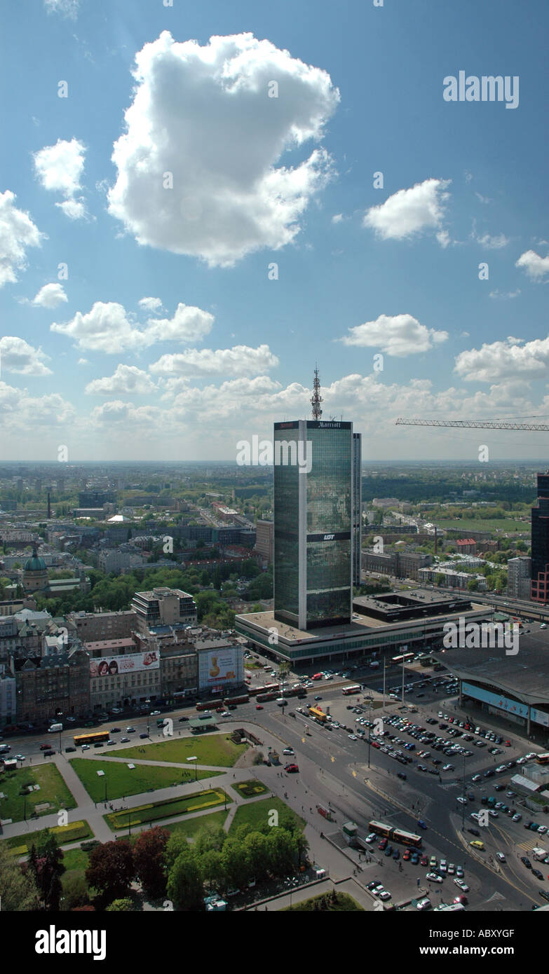 Poland warsaw panorama with Marriott Hotel Stock Photo - Alamy