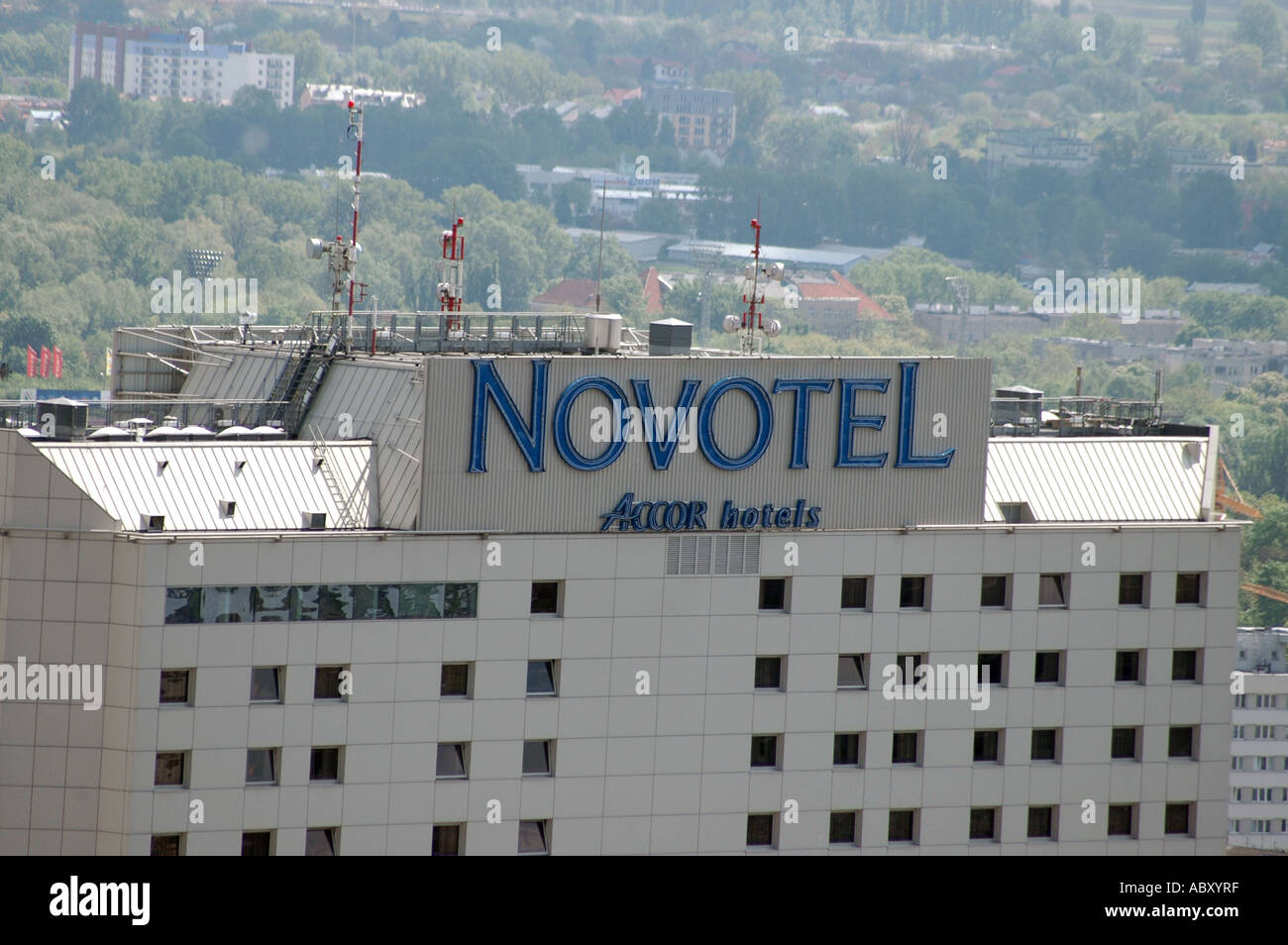Poland warsaw panorama with Novotel Hotel Stock Photo - Alamy