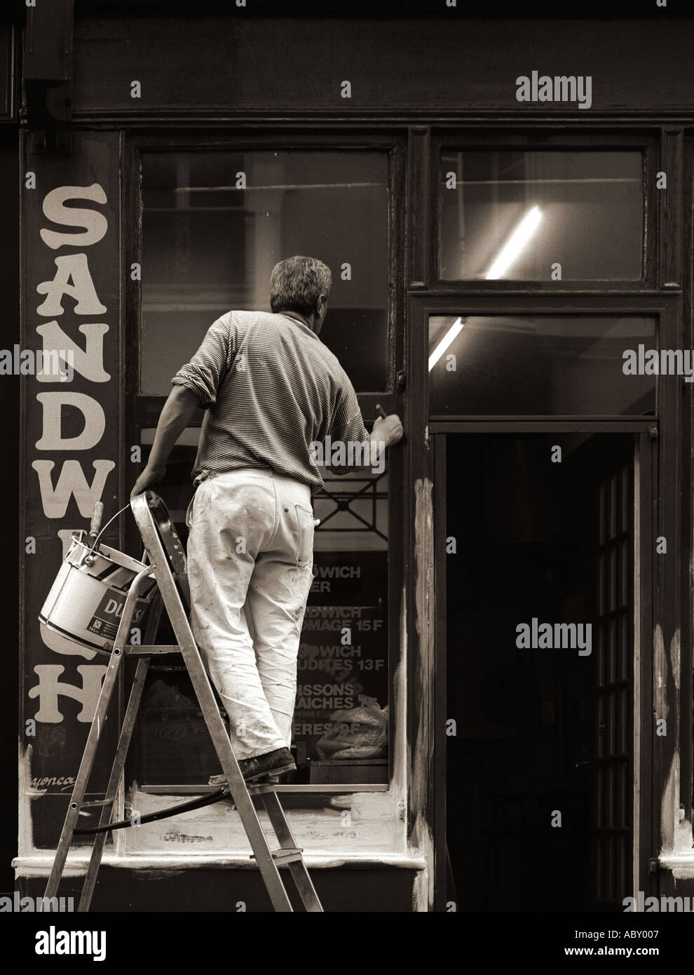 France, small, business, owner ,paint, painting ,open ,new ,sandwich ...