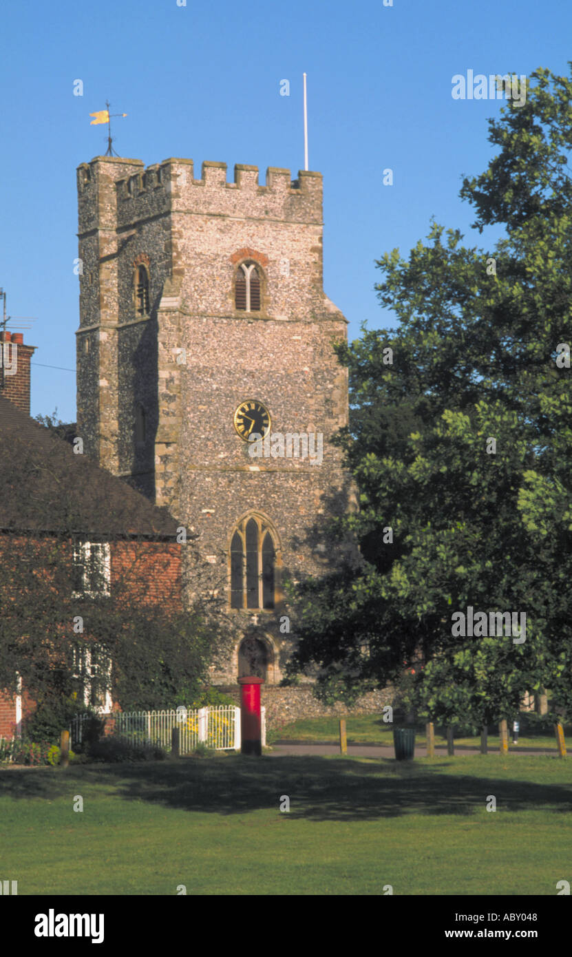 Chartham Church and Village Green Kent England Stock Photo - Alamy