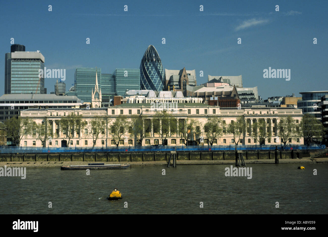 The Customs House and City of London Skyline viewed from the South Bank ...