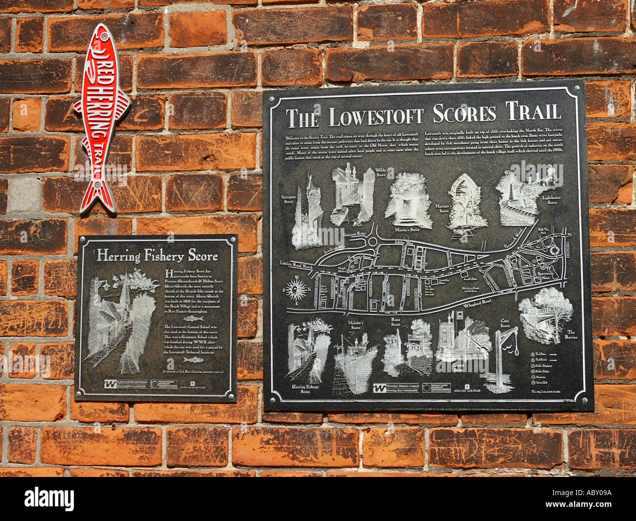Plaque of the Lowestoft Scores Trail Lowestoft Suffolk England Stock ...
