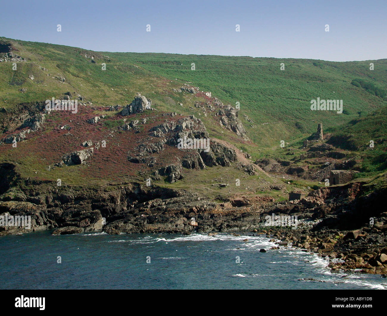 Valley leading down to Porth Ledden beach, near Cape Cornwall, England ...