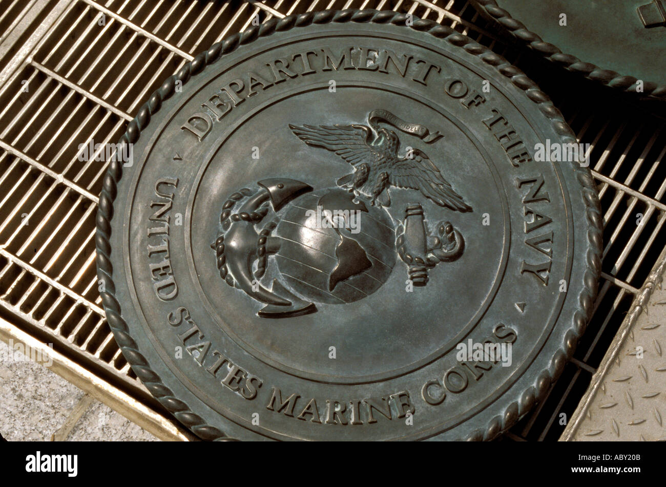 US Marine Corps Seal, World War II Memorial, Washington, DC Stock Photo ...