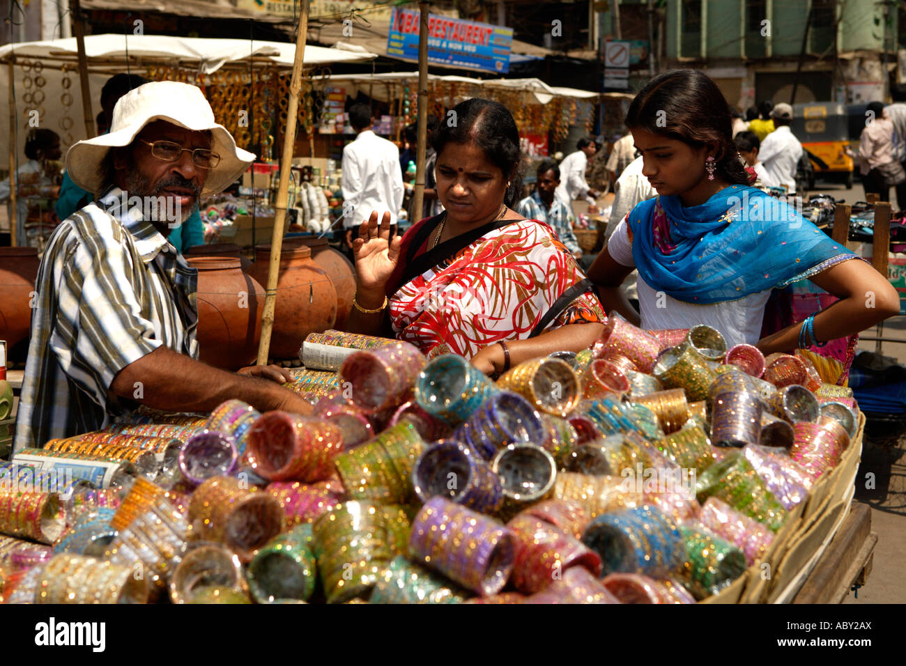 Bangles Street market Charminar Bazaar Hyderabad Andhra Pradesh India ...