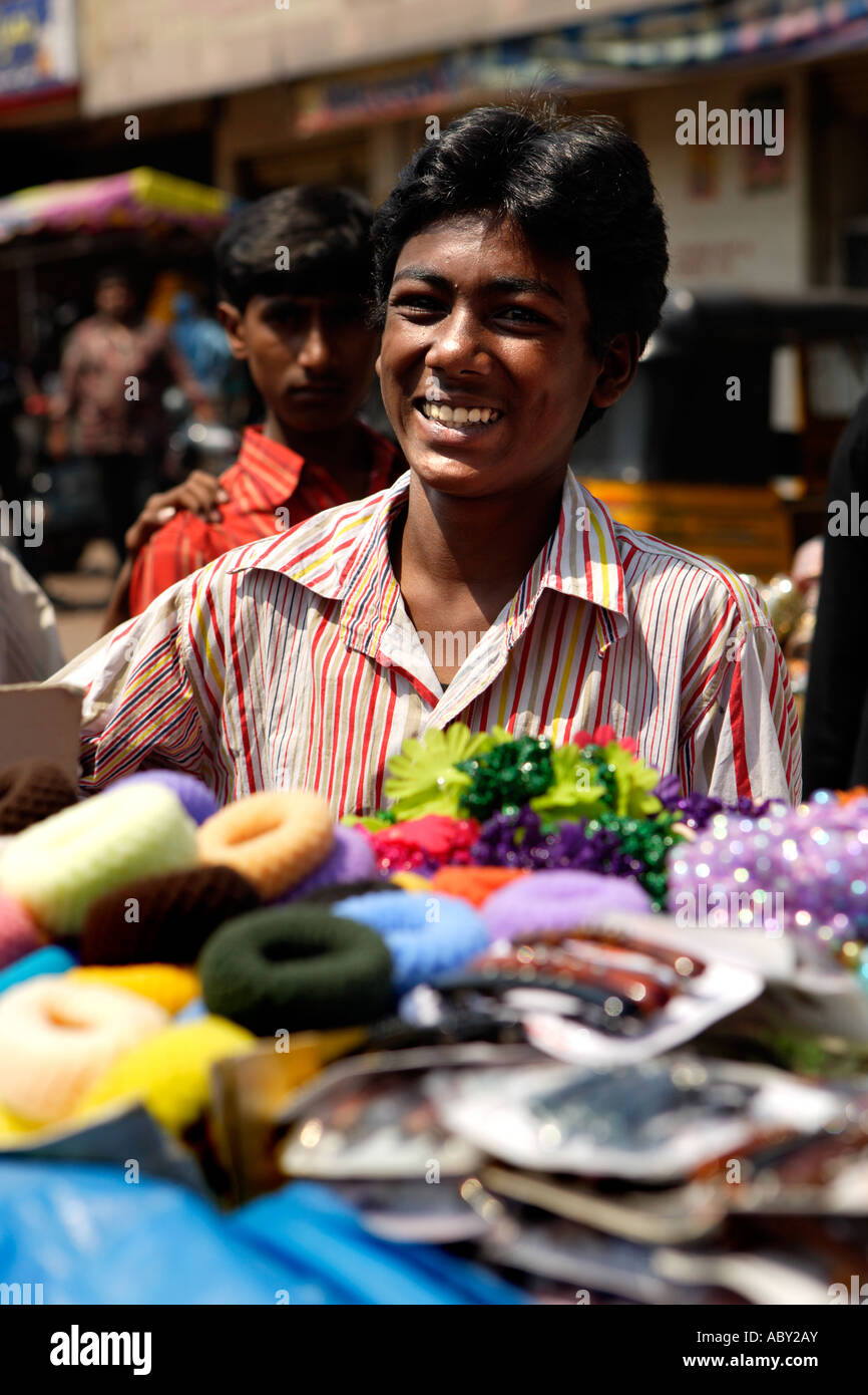 Smiling Street market trader Charminar Bazaar Hyderabad Andhra Pradesh ...